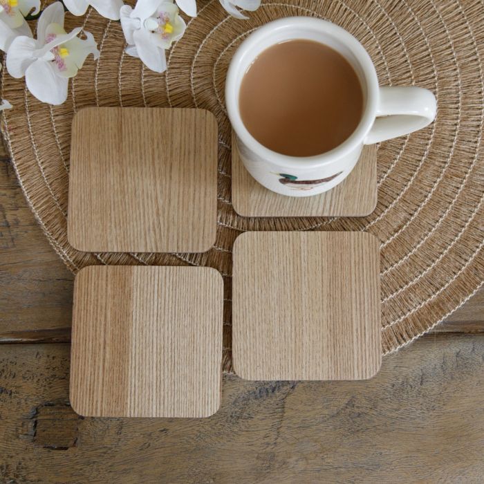 Creative Tops Natural Oak Veneer Brown Coasters Set of 4